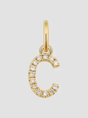 ORADINA 14k Yellow Gold My Letter Diamond Initial Pendant Charm Initial C