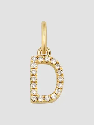 ORADINA 14k Yellow Gold My Letter Diamond Initial Pendant Charm Initial D