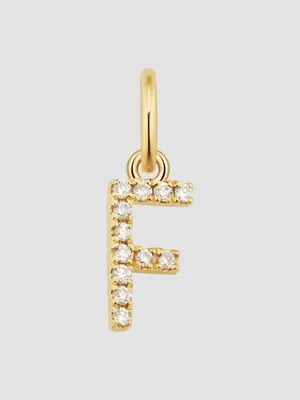 ORADINA 14k Yellow Gold My Letter Diamond Initial Pendant Charm Initial F