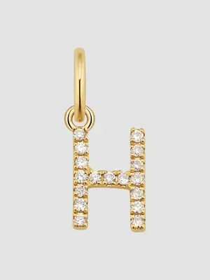 ORADINA 14k Yellow Gold My Letter Diamond Initial Pendant Charm Initial H