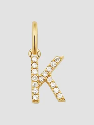 ORADINA 14k Yellow Gold My Letter Diamond Initial Pendant Charm Initial K