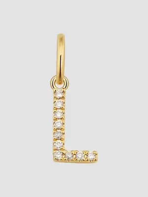 ORADINA 14k Yellow Gold My Letter Diamond Initial Pendant Charm - Initial L
