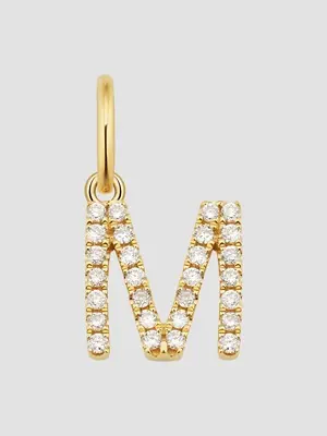 ORADINA 14k Yellow Gold My Letter Diamond Initial Pendant Charm Initial M