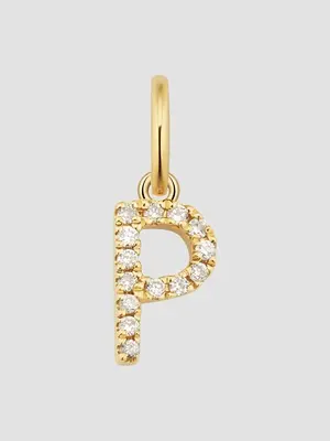 ORADINA 14k Yellow Gold My Letter Diamond Initial Pendant Charm Initial P
