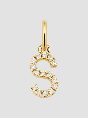 ORADINA 14k Yellow Gold My Letter Diamond Initial Pendant Charm Initial S