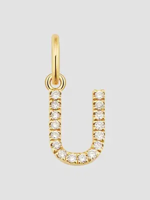 ORADINA 14k Yellow Gold My Letter Diamond Initial Pendant Charm Initial U