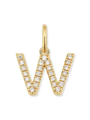 ORADINA 14k Yellow Gold My Letter Diamond Initial Pendant Charm Initial W