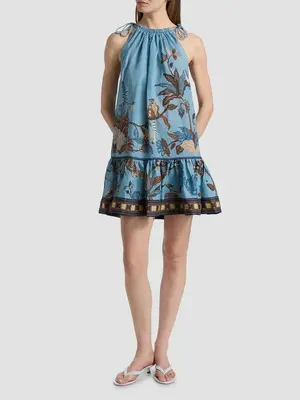 ALEMAIS Georgie Printed Drop-waist Minidress