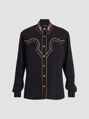 Amiri Western Embroidered Shirt - Black
