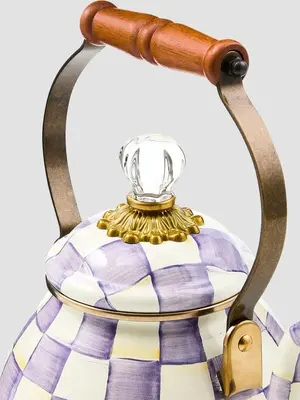 MACKENZIE-CHILDS Violet Check Enamel 2-quart Tea Kettle