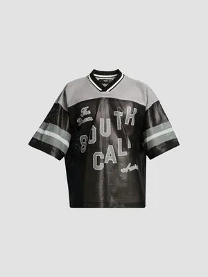 Amiri Graphic Leather Mesh T-shirt - Black