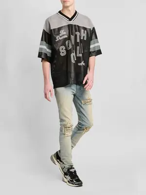 Amiri Graphic Leather Mesh T-shirt