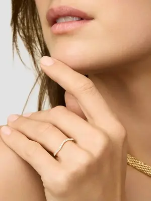 ORADINA The Arc Diamond Stack Ring In 14k Yellow