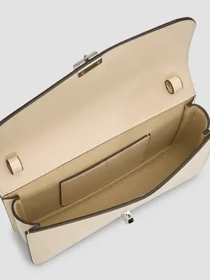 TOTEME T-lock Grained-patent Leather Crossbody Bag - Stone