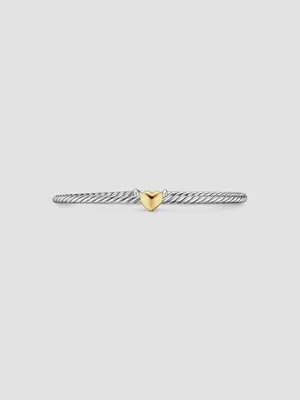 David Yurman Micro Cable Flex Heart Station Bracelet In Sterling - Silver