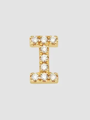 ORADINA 14k Yellow Gold Luxe Letter Diamond Initial Single Stud Earring Initial I