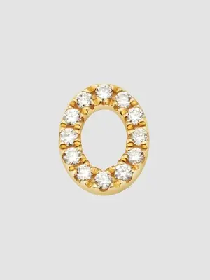 ORADINA 14k Yellow Gold Luxe Letter Diamond Initial Single Stud Earring Initial O