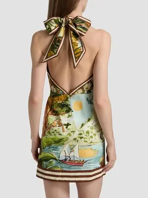 ALEMAIS Toucan Tango Tropical Print Halterneck Minidress