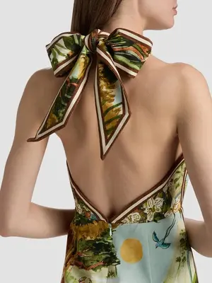ALEMAIS Toucan Tango Tropical Print Halterneck Minidress