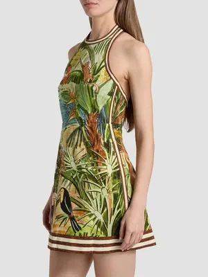 ALEMAIS Toucan Tango Tropical Print Halterneck Minidress
