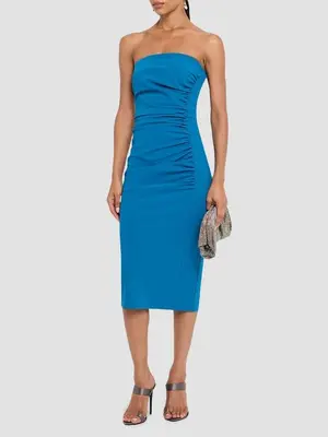 Chiara Boni La Petite Robe Ruched Body-con Strapless Midi-dress