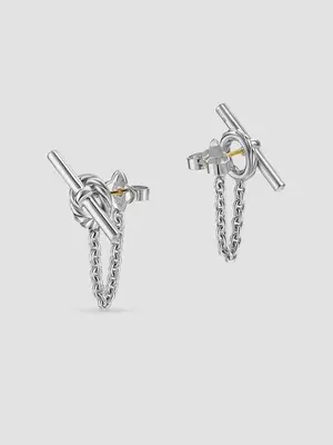 David Yurman Dy Mercer Bold Toggle Chain Stud Earrings In Sterling 50.4mm