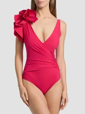 Chiara Boni La Petite Robe Miana Ruffled Shoulder One-piece Swimsuit