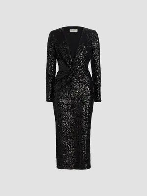 Chiara Boni La Petite Robe Jarra Sequined Twist-front V-neck Midi-dress