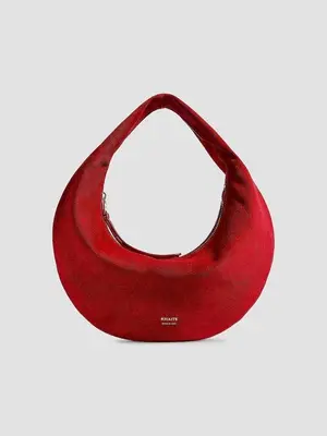 Khaite Olivia Mini Suede Hobo Bag - Ruby