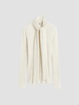 TOTEME Ribbed Bow Blouse - Ecru