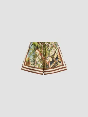 ALEMAIS Toucan Tango Tropical Print Linen Shorts
