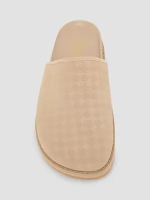 Amiri Ma Monogram Suede Clogs - Tan