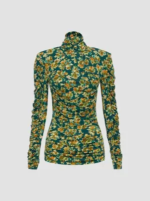 ALEMAIS Clem Ruched Floral Top