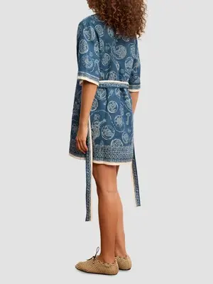 ALEMAIS Lucky Printed Linen Mini Dress