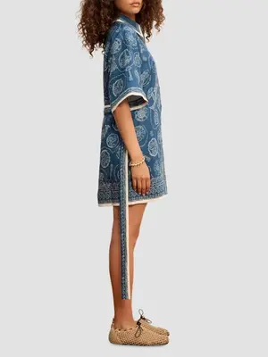 ALEMAIS Lucky Printed Linen Mini Dress