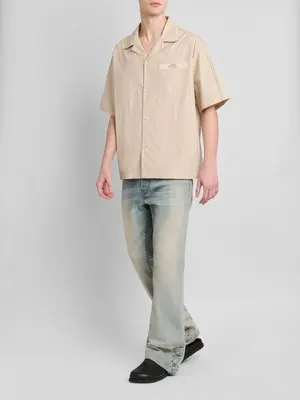 Amiri Spirit Logo Striped Cotton Poplin-blend Camp Shirt