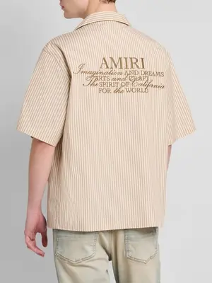 Amiri Spirit Logo Striped Cotton Poplin-blend Camp Shirt