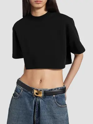 Balenciaga Cropped T-shirt - Black