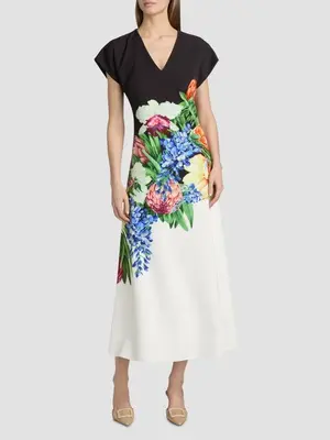 Elie Tahari The Iris Floral Midi-dress