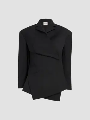Khaite Palto Wool-silk Asymmetric Jacket