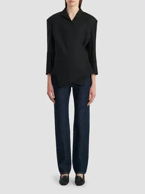 Khaite Palto Wool-silk Asymmetric Jacket