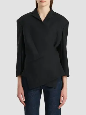Khaite Palto Wool-silk Asymmetric Jacket