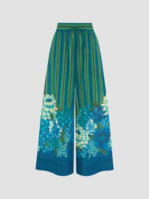 ALEMAIS Margo Striped Floral Cuffed Pants