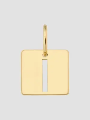 ORADINA 14k Yellow Gold Initial Tile Pendant Charm Letter I