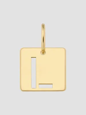 ORADINA 14k Yellow Gold Initial Tile Pendant Charm Letter L