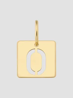 ORADINA 14k Yellow Gold Initial Tile Pendant Charm Letter O