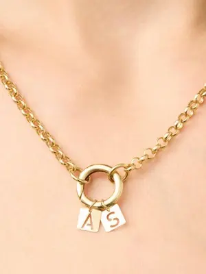 ORADINA 14k Yellow Gold Initial Tile Pendant Charm - Letter Y