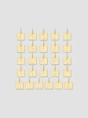ORADINA 14k Yellow Gold Initial Tile Pendant Charm - Letter Y