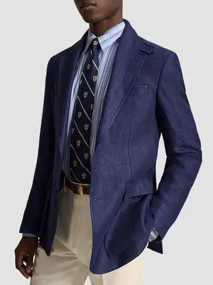 Polo Ralph Lauren Rl 67 Tonal Herringbone Sport Coat - Navy