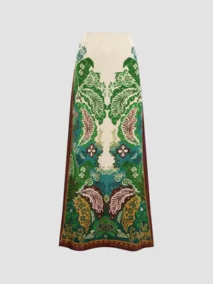 ALEMAIS Florence Printed Silk A-line Maxi Skirt